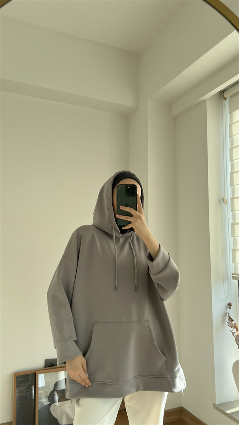 Oysho Kumaş Kapüşonlu Sweatshirt Gri Oysho Kumaş Kapüşonlu Sweatshirt Gri