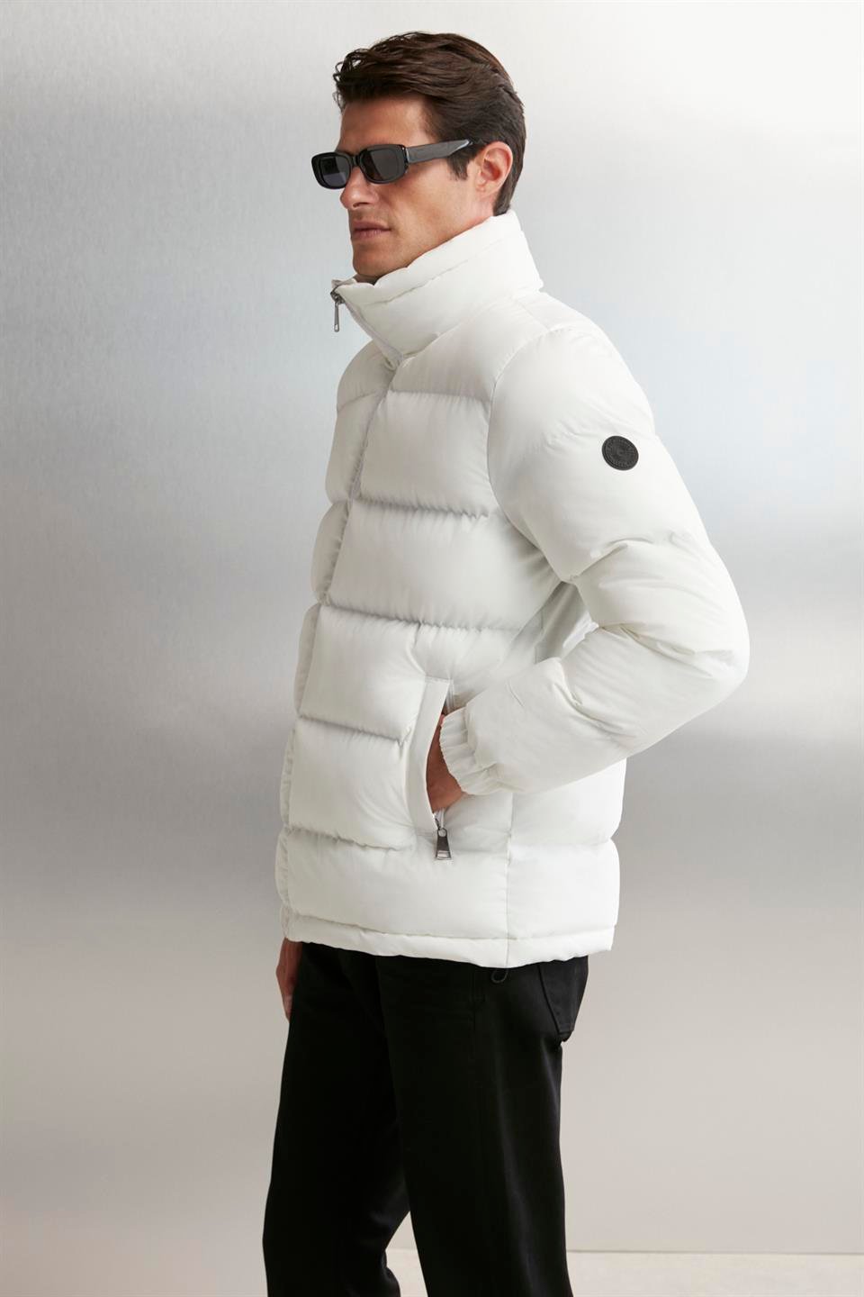 ALLEXIS Şişme Regular Beyaz Tekli Mont