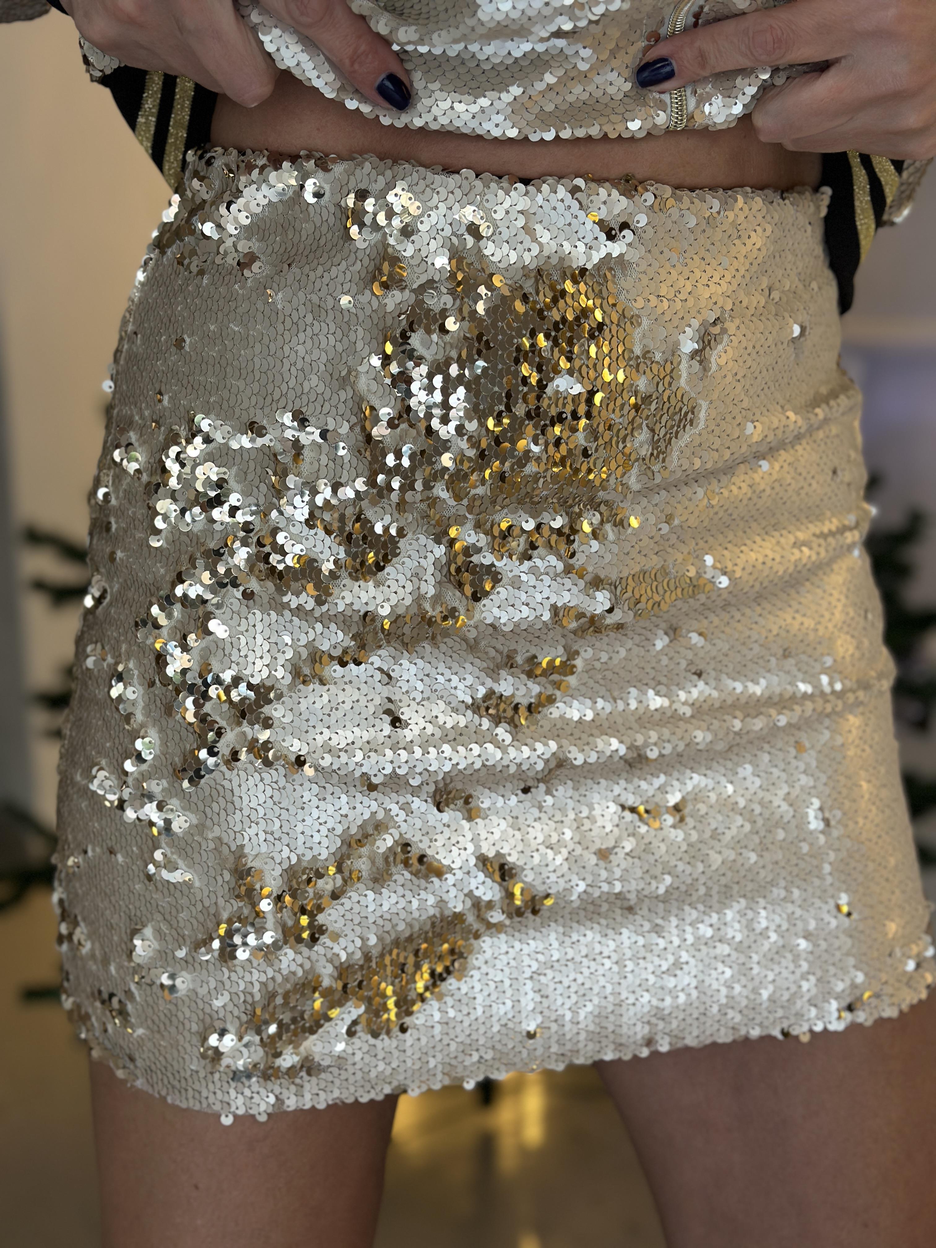 SHİNY PAYET ETEK KREM