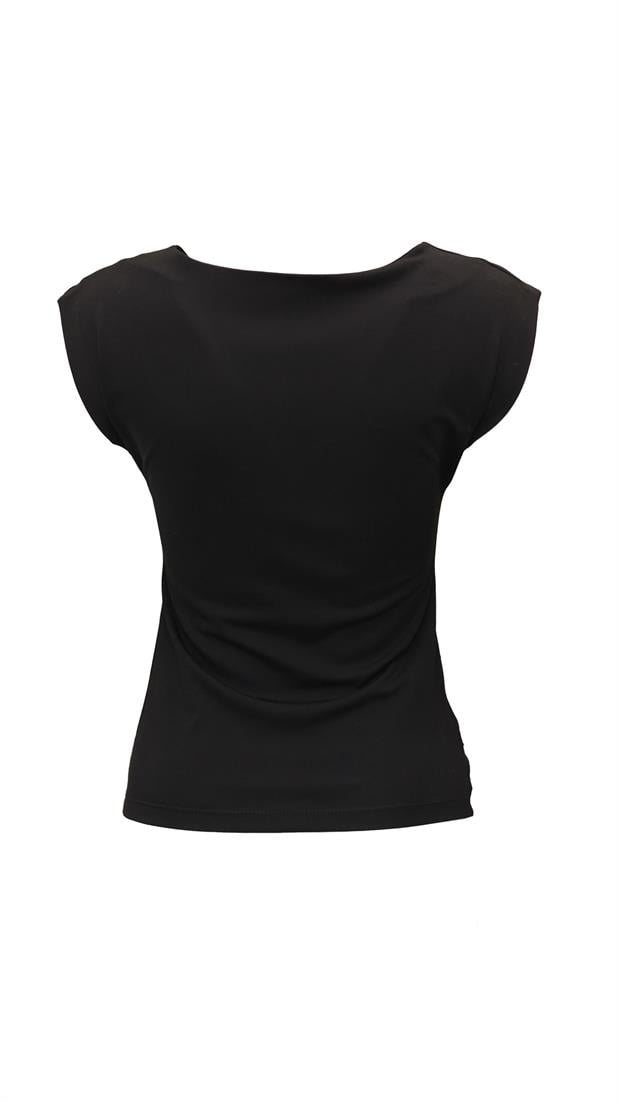 Bel Drape Siyah Modal Bluz - Sezgi Tekin