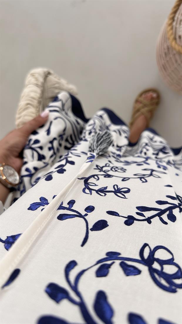 Premium Seri Ham Keten Natural Bohem Elbise - Sezgi Tekin