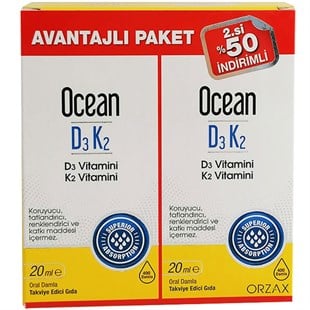 Ocean D3K2 Damla 20 ml + 2. %50 İndirimli | ozekpharma.com