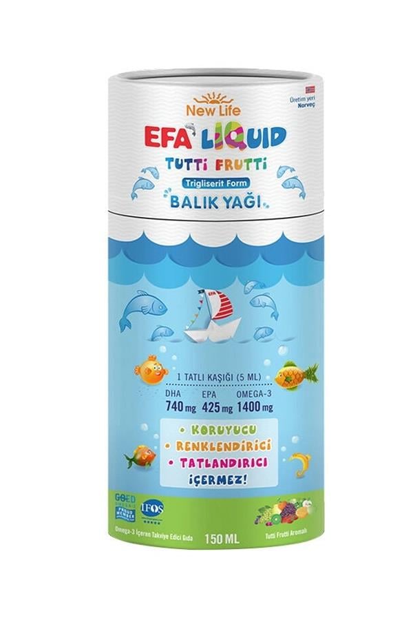 New Life EFA Liquid Tutti Frutti Balık Yağı Şurubu 150 ml
