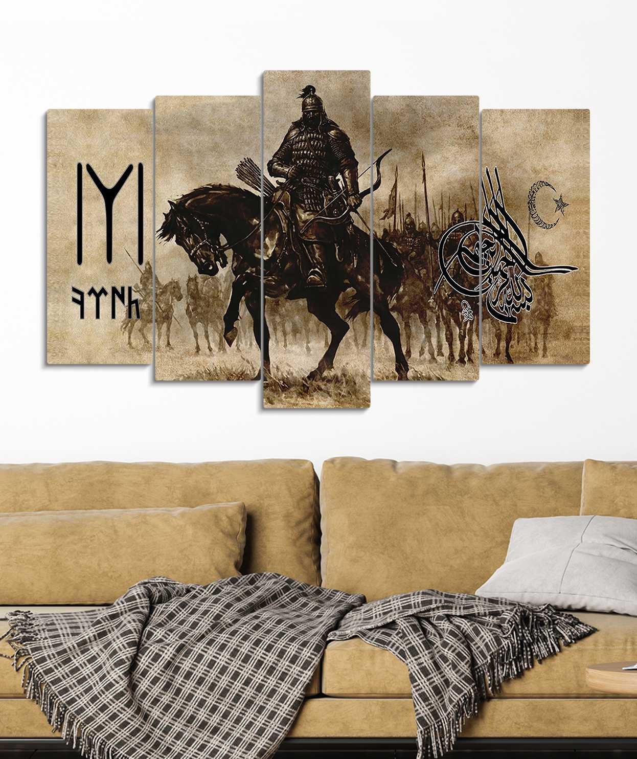 EVİNEMODA | Savaşçı Göktürk 5 Parça Tablo