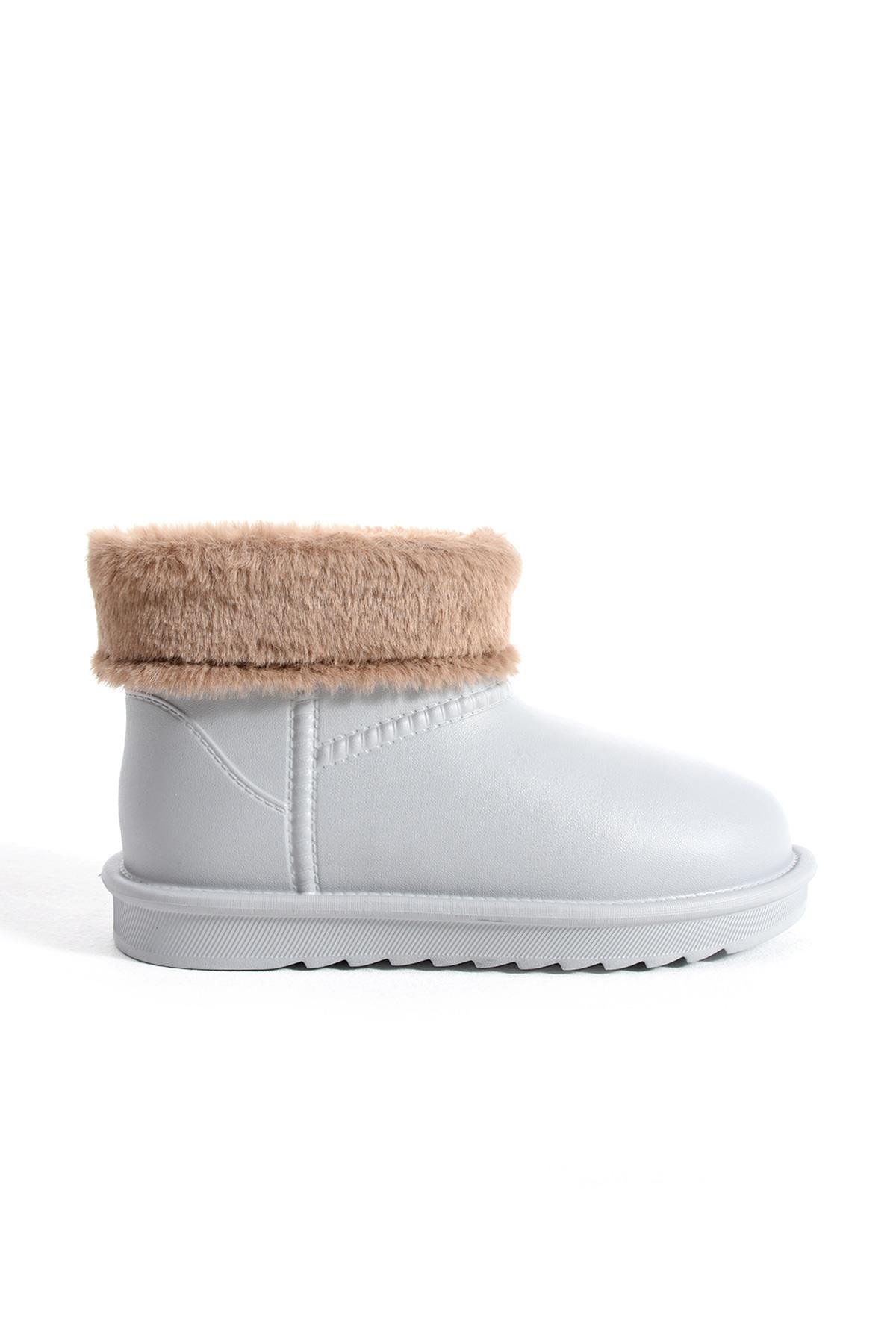 Naomi Gri İçi Suni Kürk Su Geçirmez Kadın Bot