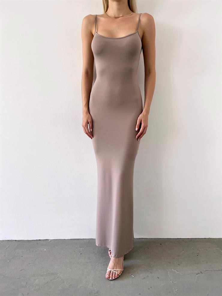 Thin Straps Low Back Joyce Women's Stone Color Dress 23Y000390