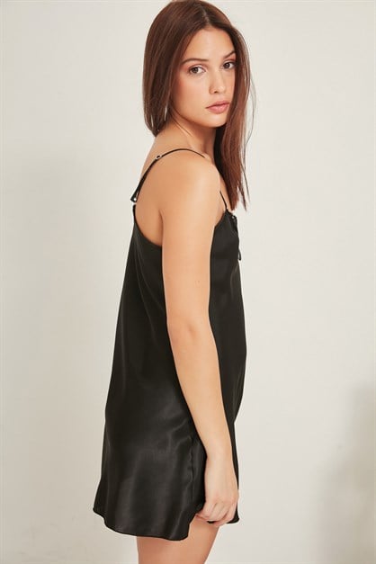 C&City 005 Kadın Saten Gecelik Mor - Çamaşır City