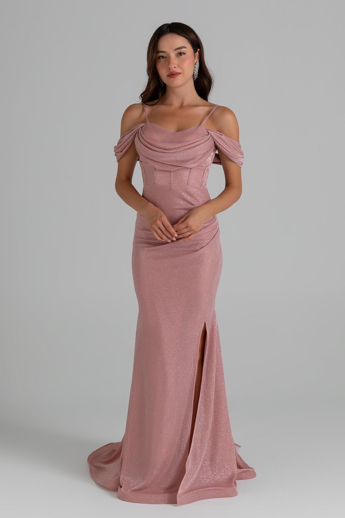 Bel Drapeli Simli Abiye - PUDRA