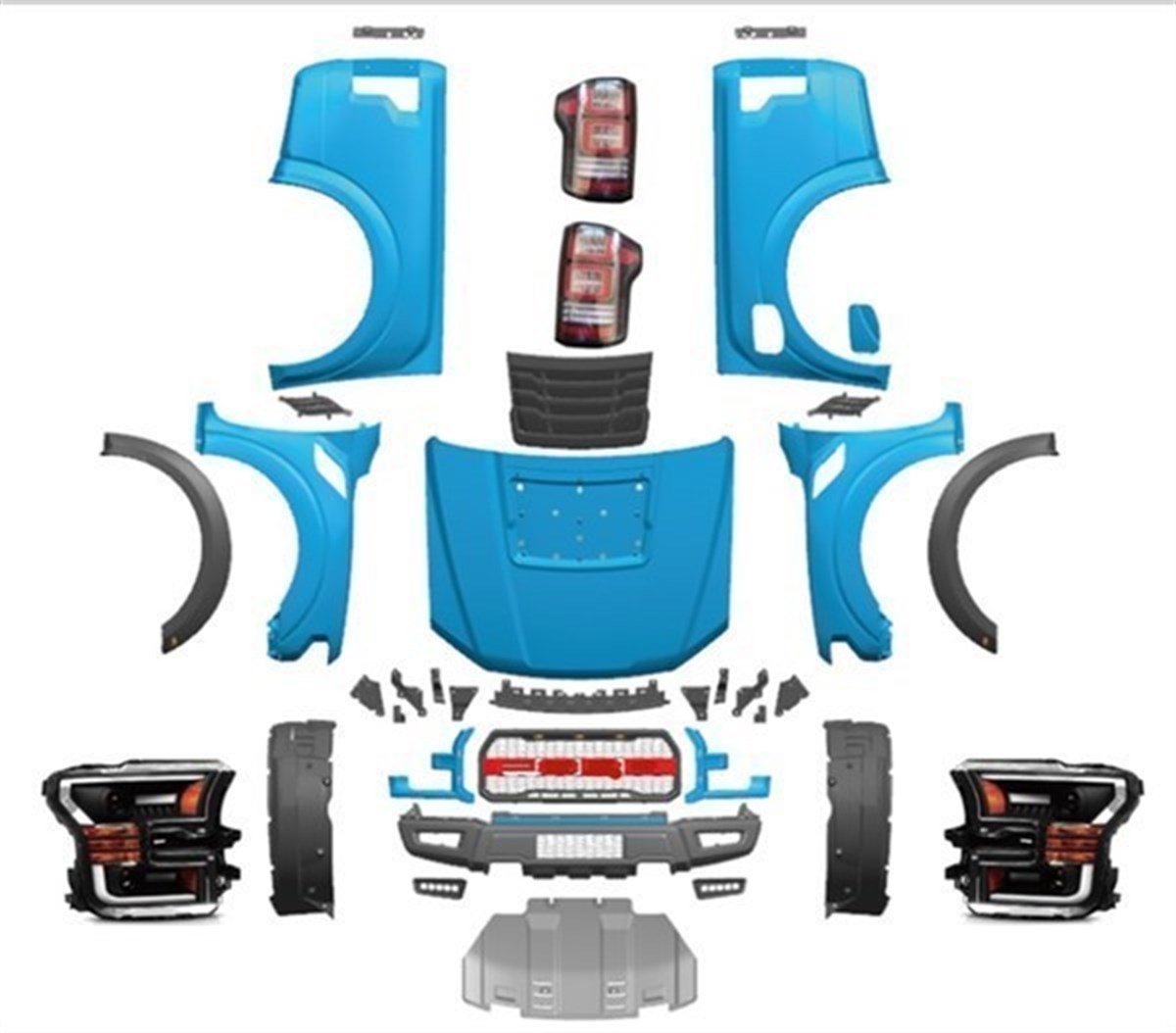 Ford Ranger F150 Raptor Dönüşüm Full -Body Kit Led Far