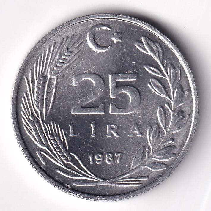 25 Lira (1987) ÇİL Eski Madeni Para | benimkoleksiyonum.com
