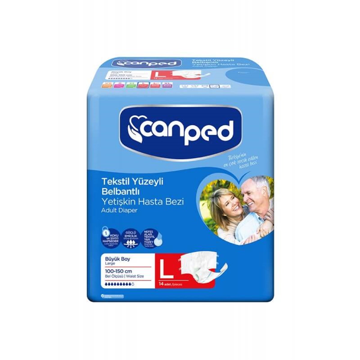 CANPED BELBANTLI TEKSTİL HASTA BEZİ LARGE 14'LÜ