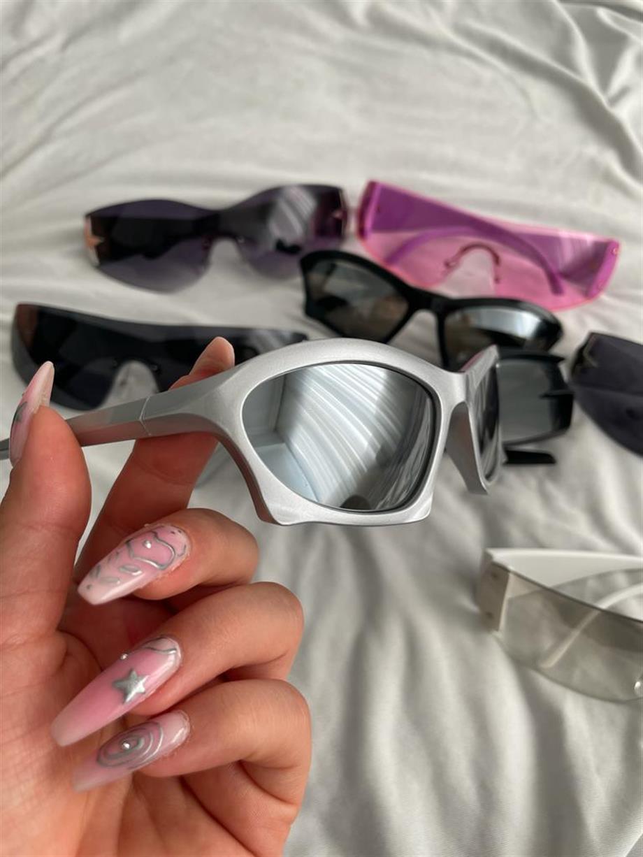 Cyber y2k Silver Gözlük