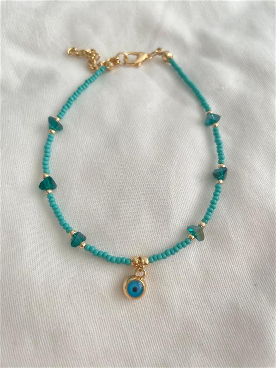 Mavi Boncuk Detaylı Nazar Boncuğu Halhal