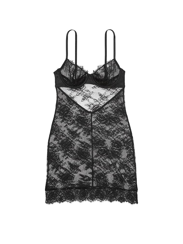 Gül Dantelli Gecelik Siyah | Victoria's Secret