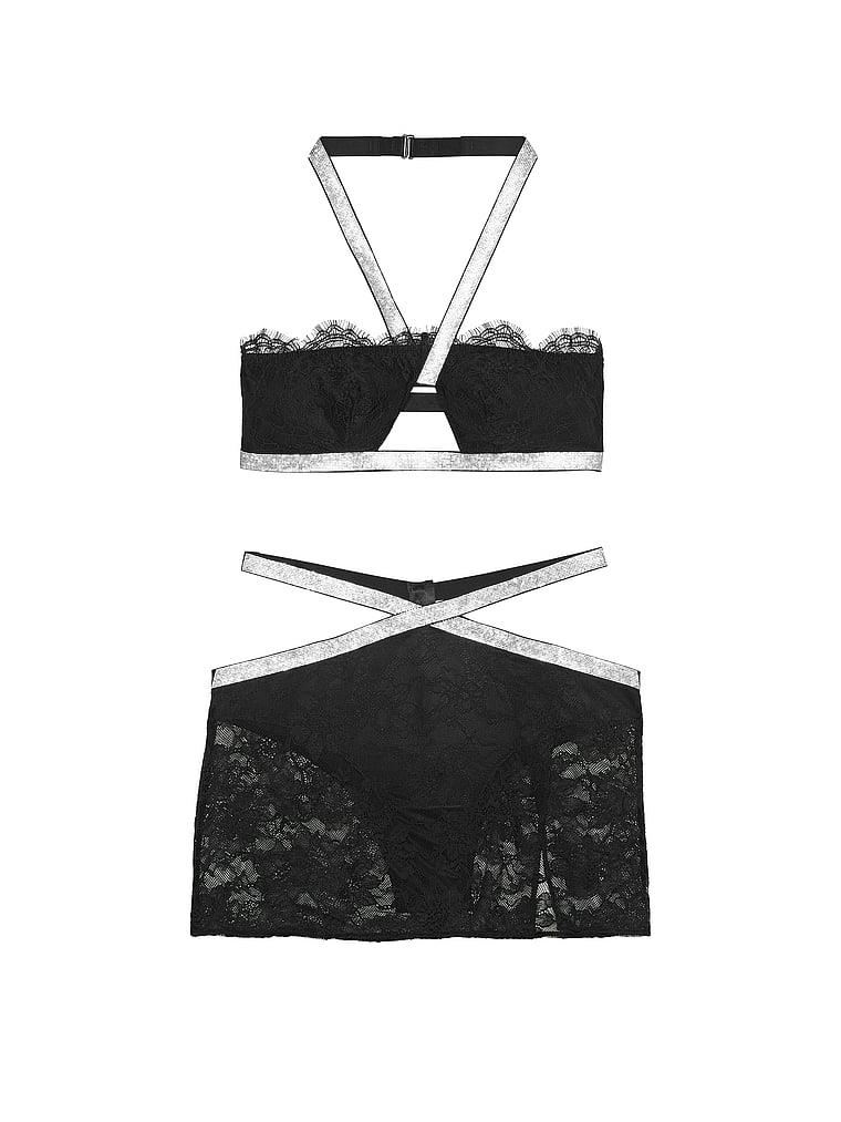 Işıltılı Askılı Halter Bralet & Mini Etek Takımı Siyah | Victoria's Secret