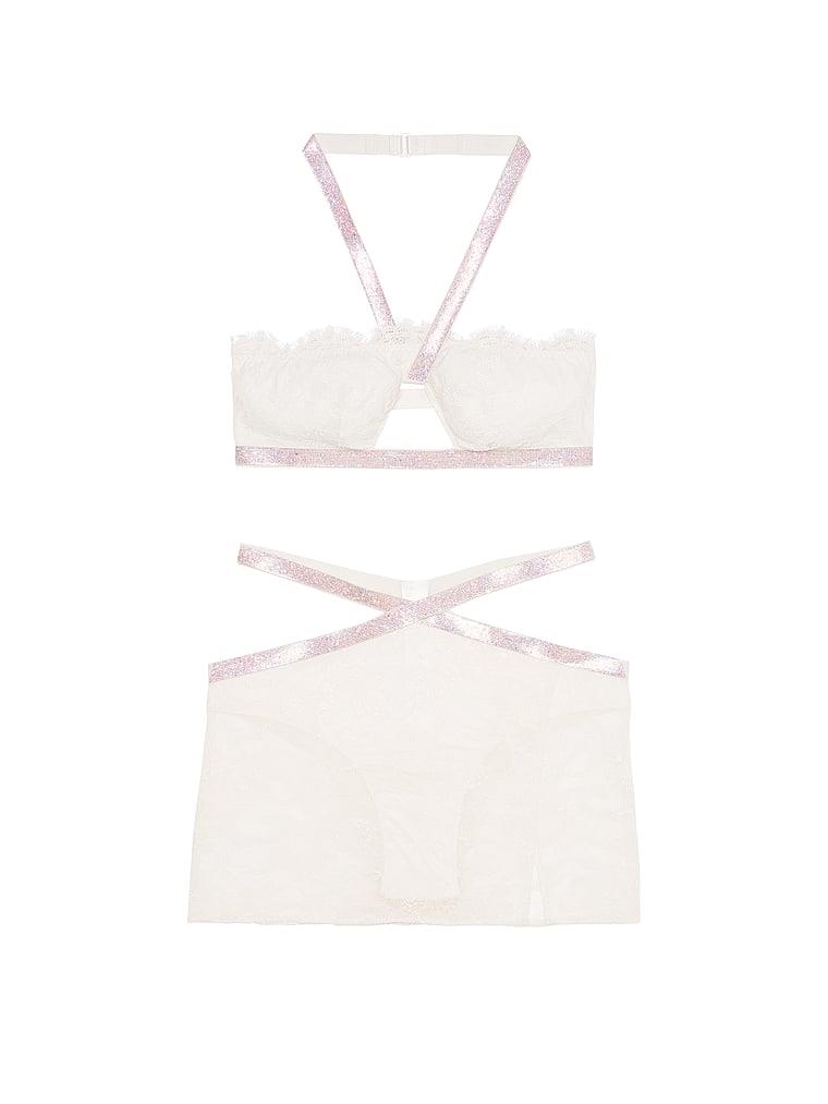 Işıltılı Askılı Halter Bralet & Mini Etek Takımı Beyaz | Victoria's Secret
