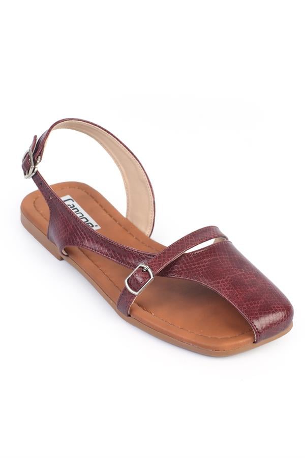 Capone Ankle Strap Women Burgundy Sandals - Capone