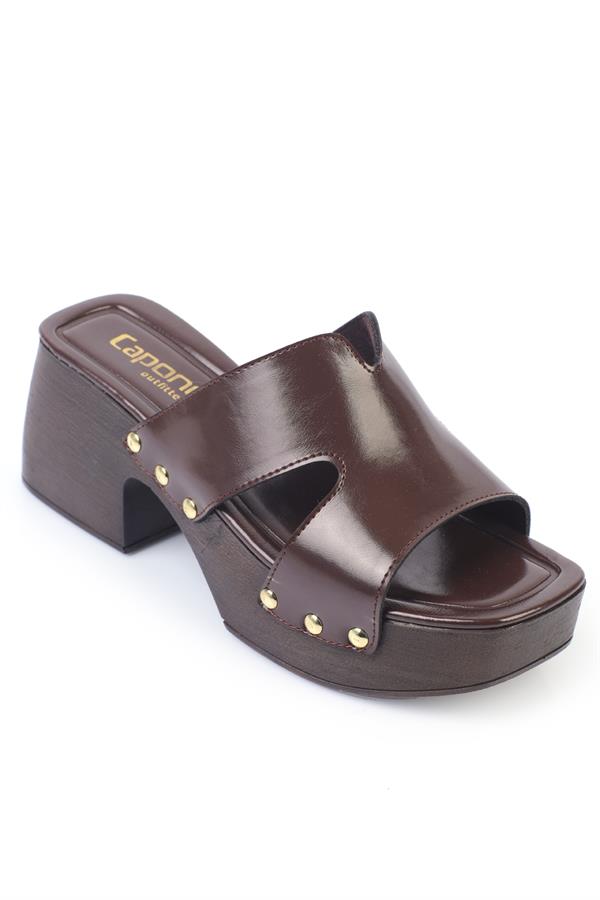 Capone Cross Strap Women Brown Sabot Sandals - Capone