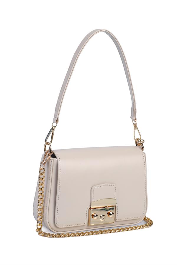 Capone Outfitters VIO01 Women Matte Patent Ecru Shoulder Bag - Capone