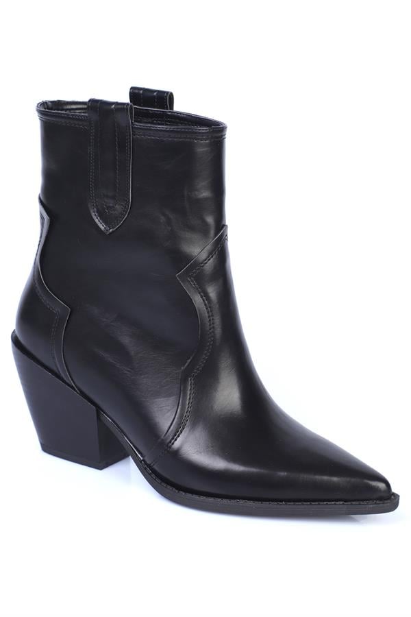 Capone Pointed-Toe Side-Zip Women Black Cowboy Boots - Capone