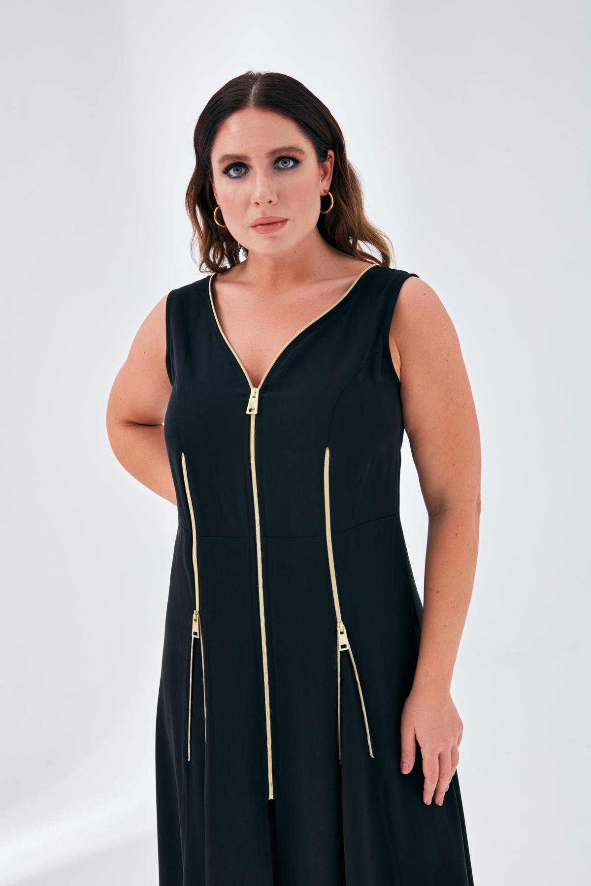 Tina Elbise Siyah - Fermuarlı uzun siyah elbise | Elbise | Modalogy