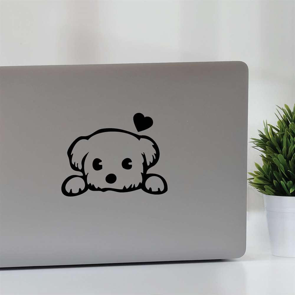 Siyah Tatlı Köpek Sticker | Dijitalya