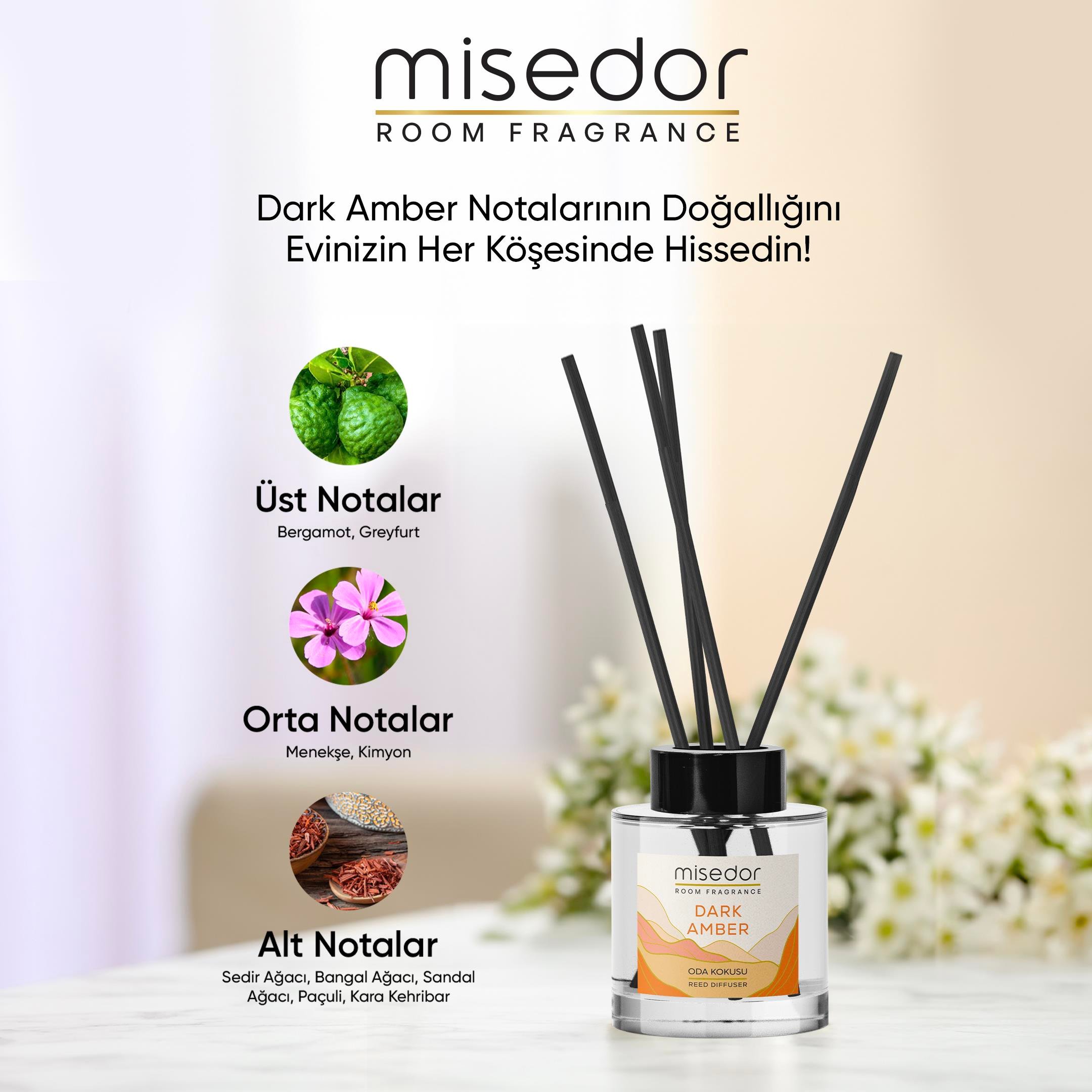 Misedor Dark Amber Çubuklu Oda Kokusu 120 ml