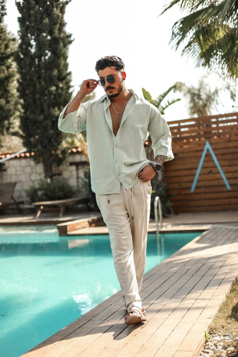 Şile Bezi Fakir Kol Oversize Gömlek- Out Fit Man Şile Bezi Fakir Kol Oversize Gömlek- Out Fit Man