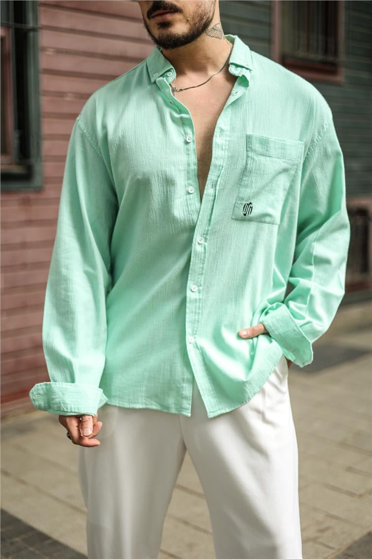Şile Bezi Oversize Krinkıl Gömlek- Out Fit Man Şile Bezi Oversize Krinkıl Gömlek- Out Fit Man