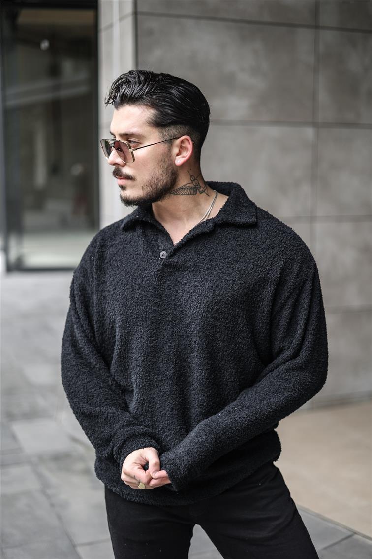 Polo Yaka Yün Oversize Kazak Out Fit Man