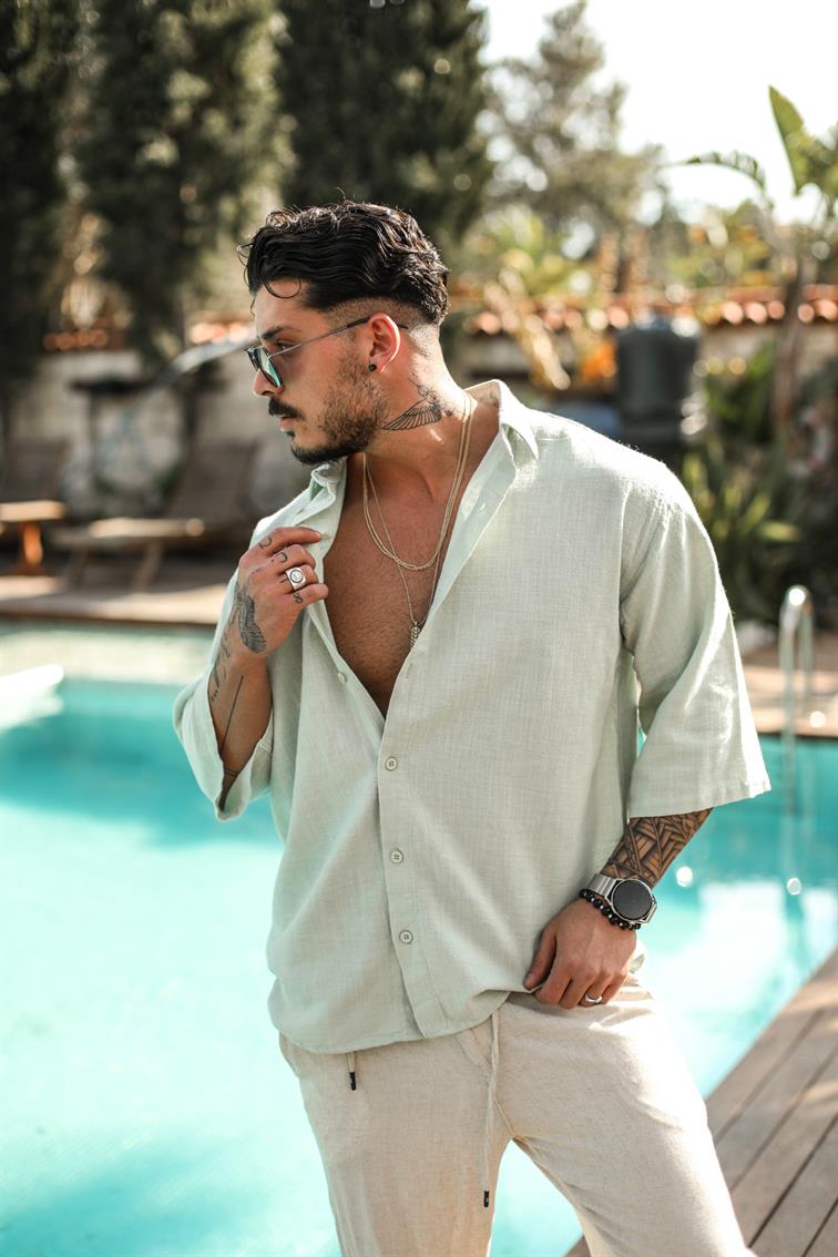 Şile Bezi Fakir Kol Oversize Gömlek- Out Fit Man Şile Bezi Fakir Kol Oversize Gömlek- Out Fit Man