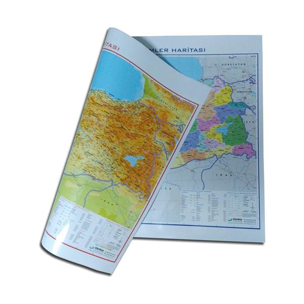 Gürbüz Harita Türkiye Fiziki/ Siyasi 35X50 - Kirtasiyem Net