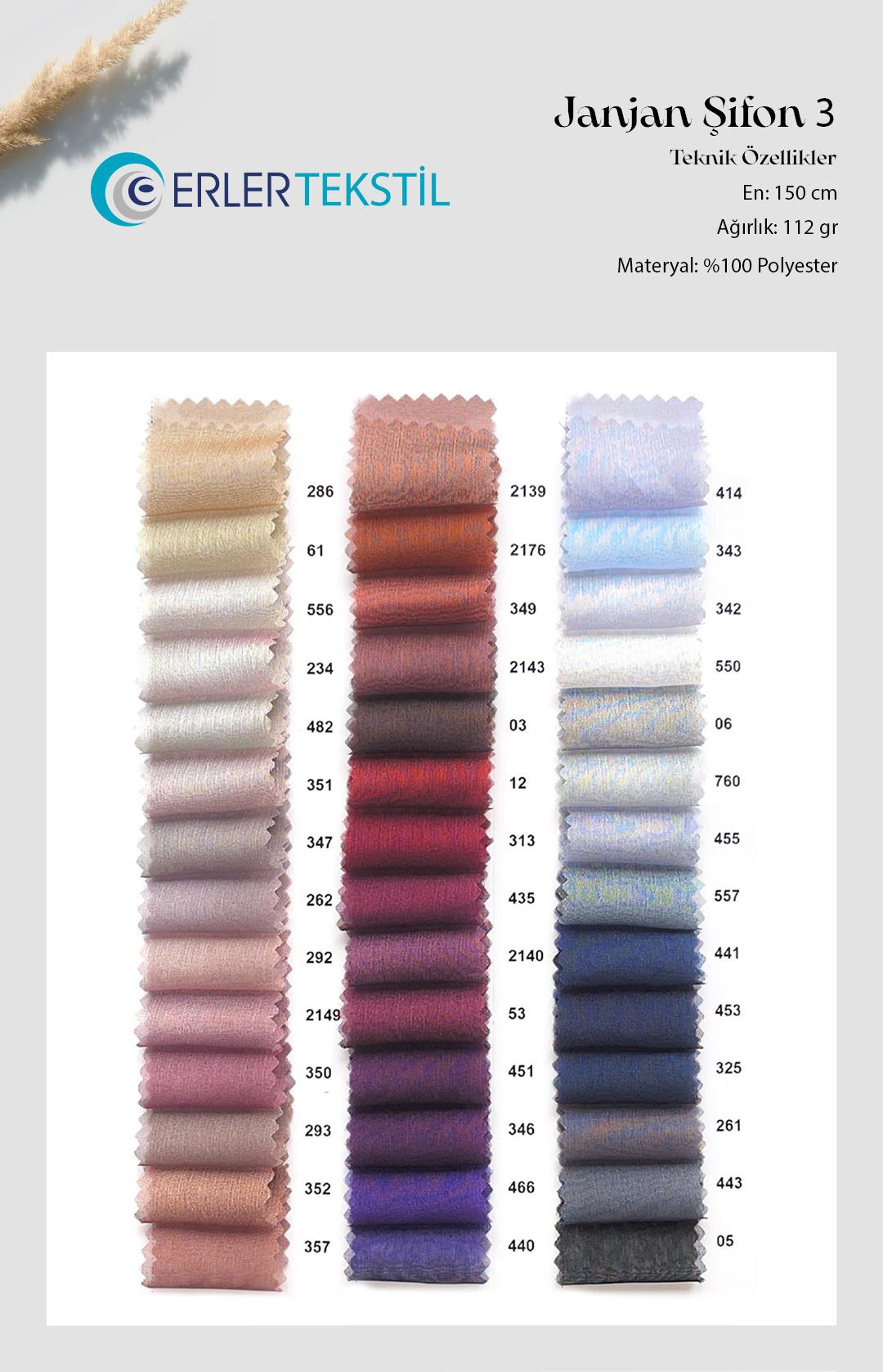 Janjan Şifon Kumaş Kartela (128 Renk) - Erler Kumaş
