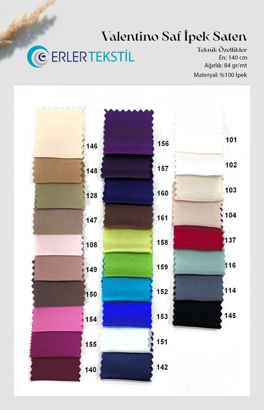 Valentino Saf İpek Saten (28 Renk) - Erler Kumaş
