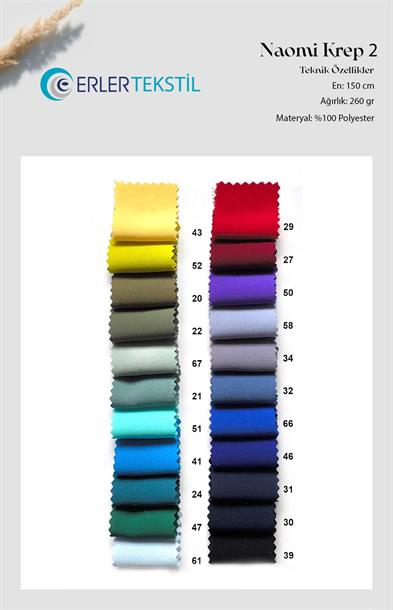 Naomi Krep Kumaş Kartela (44 Renk) - Erler Kumaş