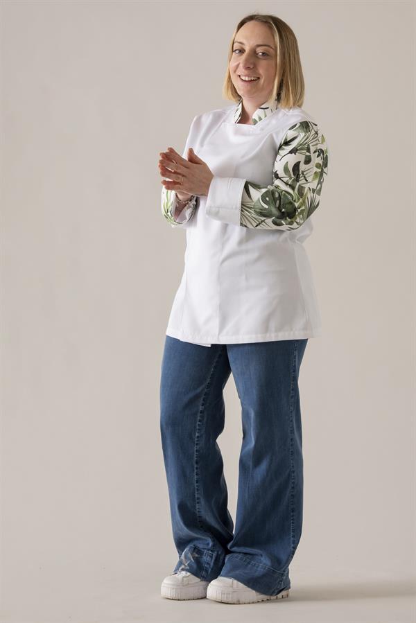 C-19 GREENS MONSTERA - Deve Tabanı Desenli Beyaz Şef Ceketi | Moda ...