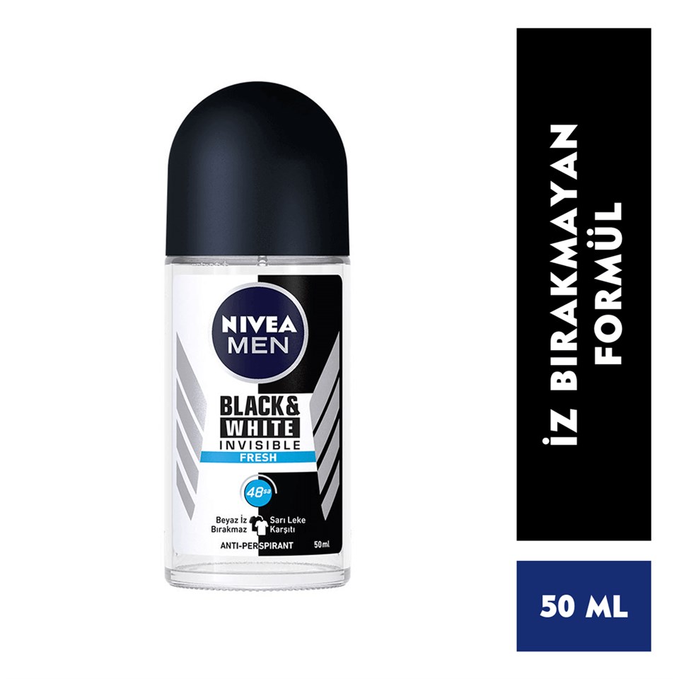 Nivea Men Invisible Black and White Fresh Erkek Roll-On 50 ml, Altintepeshop.com'da En Uygun ...