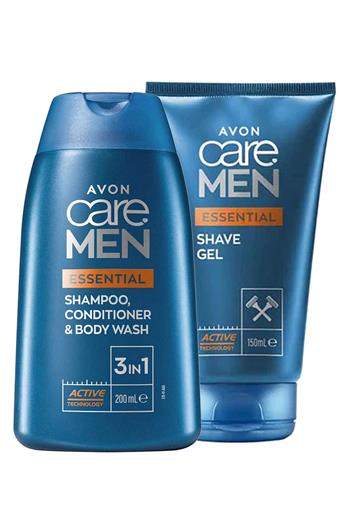 Avon Care Men Essential Tıraş Jeli Ve 3’ü 1 Arada Sampuan, Bakım Kremi Ve Duş Jeli Paketi