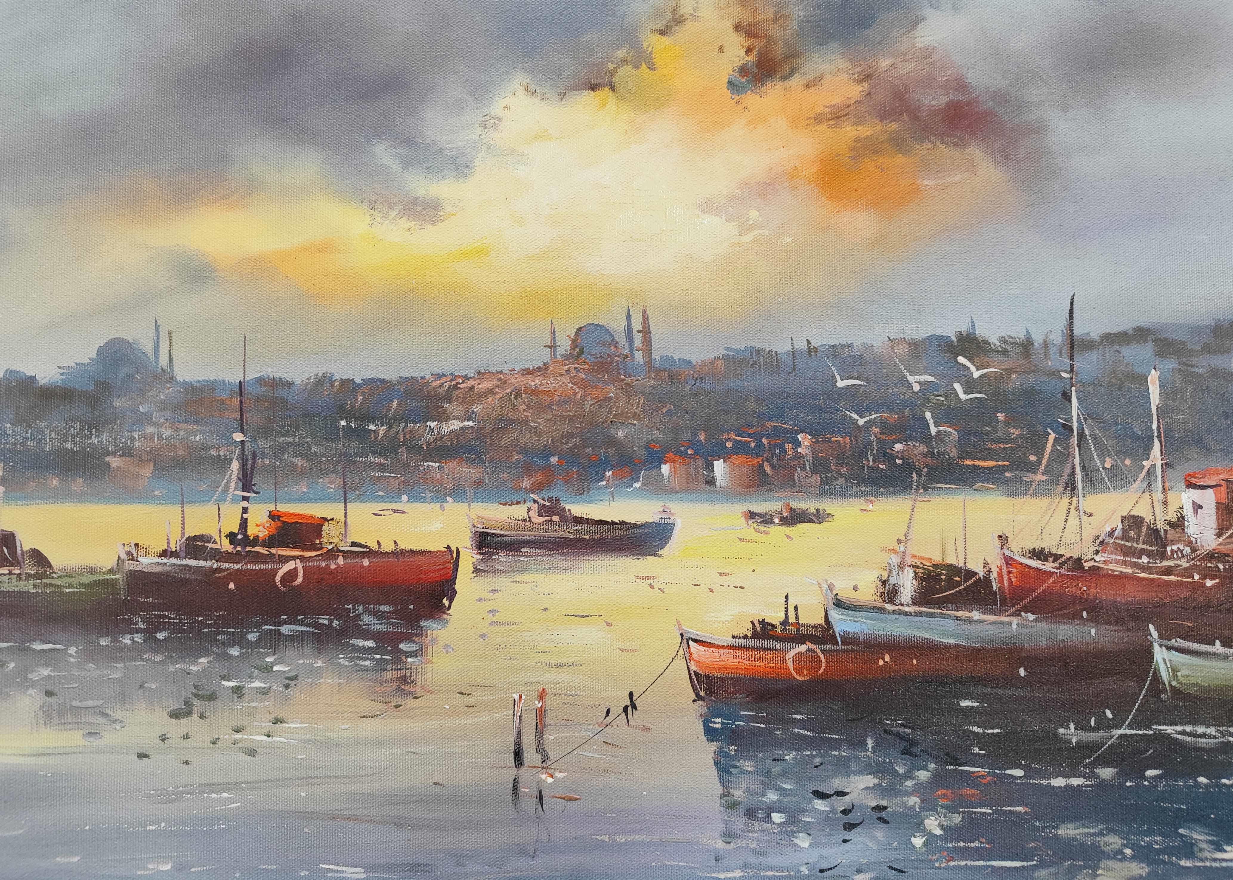 İstanbul Manzarası Ve Denge | Yağlı Boya Tablo