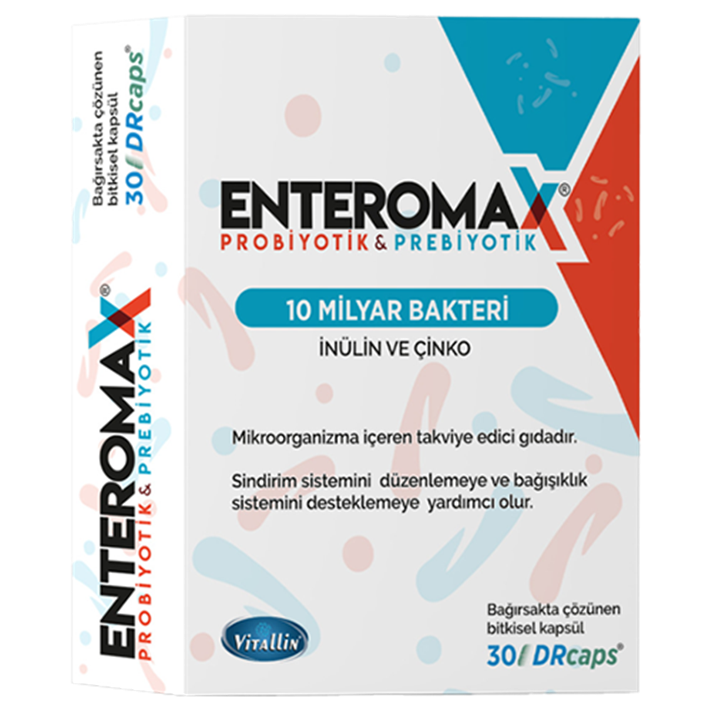 Enteromax Probiyotik Prebiyotik 30 Kapsül LeylekKapıda.com