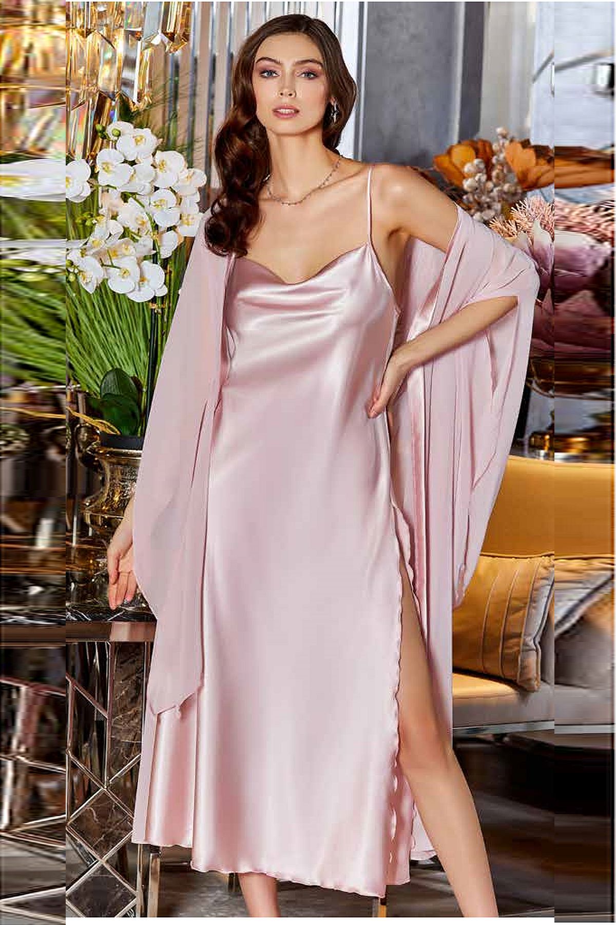 Saten Gecelik Sabahlık Takım ; JE4058-PUDRA ; Jeremi ; Mühim Olan İç ...