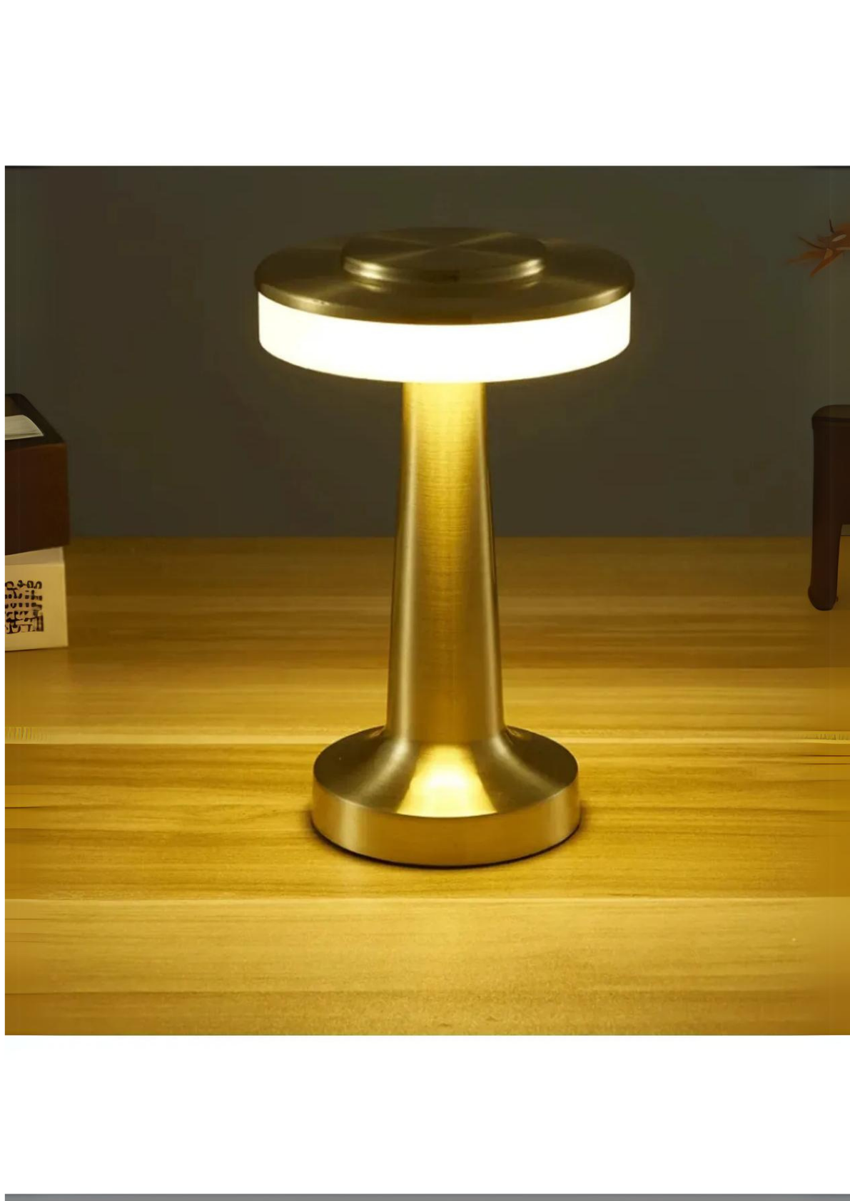 Dekoratif Şarjlı Dokunmatik Led Masa Lambası Usb Kablolu Abajur Ve Gece Lambası Altın