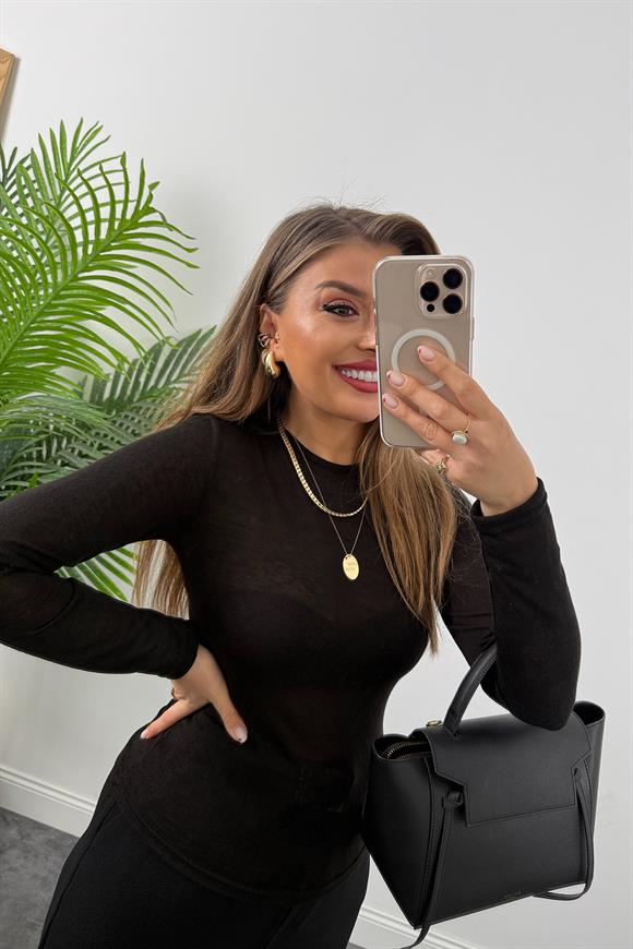 Marka Model Transparan İnce Triko Siyah - Nişantaşı Butika'da