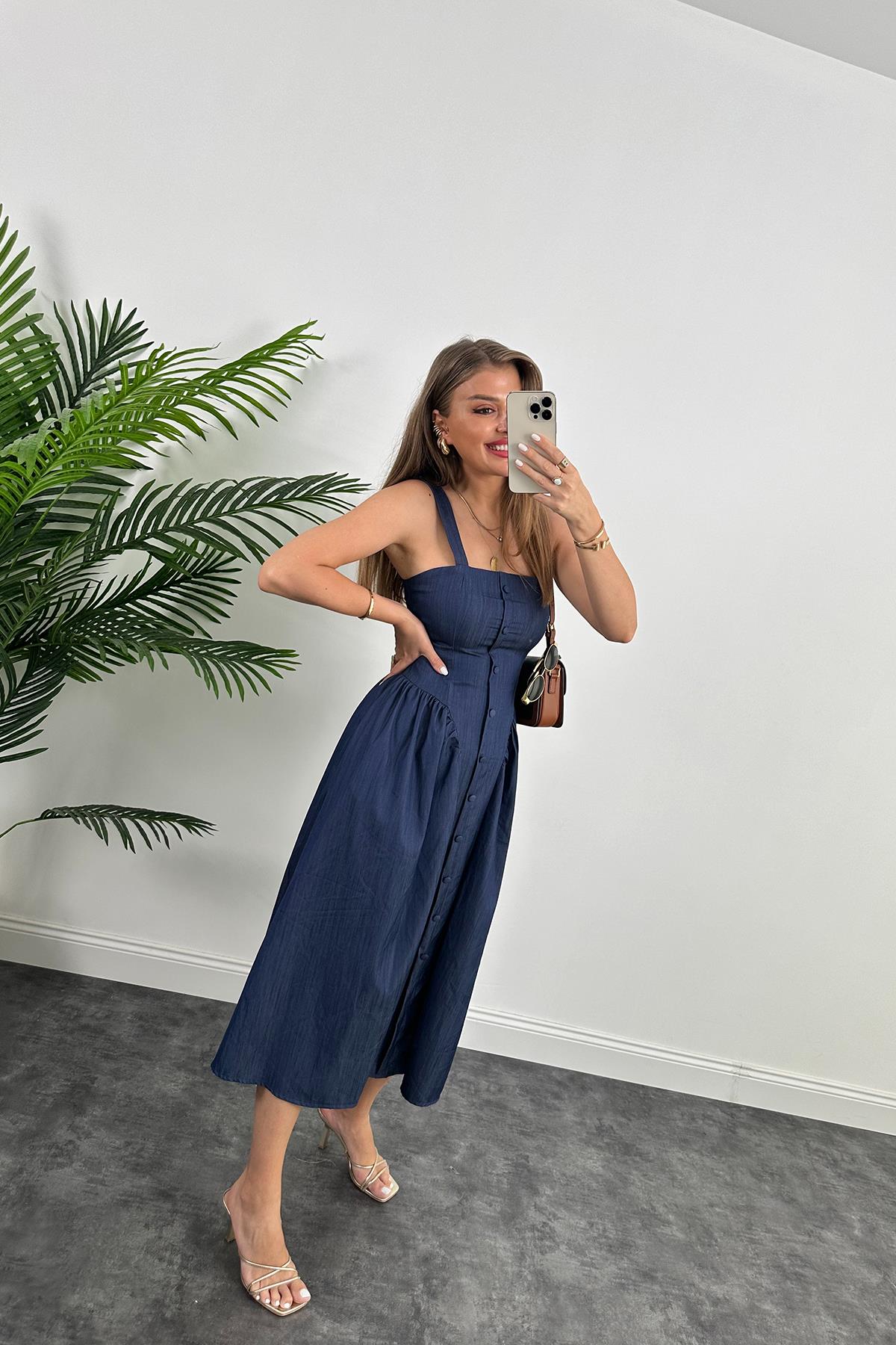 Lüx Kalite İPek Tensel Prenses Model Jean Elbise - Nişantaşı Butika