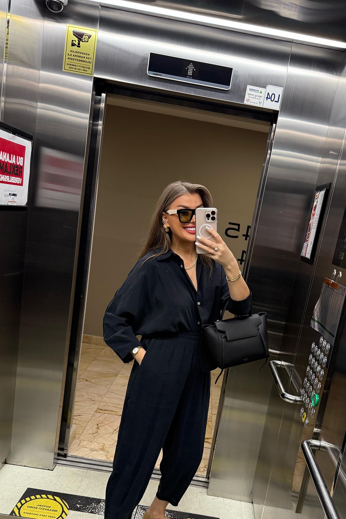 Lüx Kalite İthal Tensel Kumaş Harem Takım Siyah - Nişantaşı Butika'da