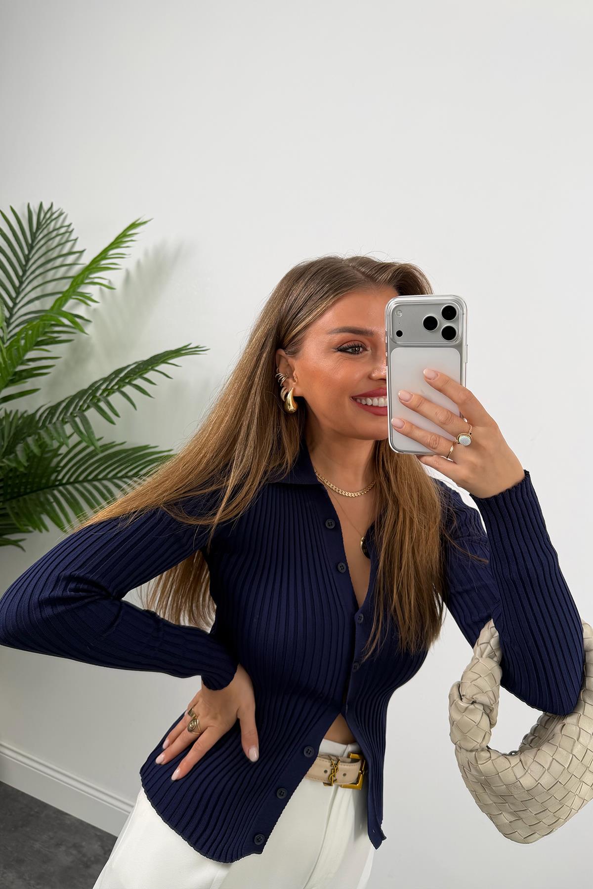 Massi Model Polo Yaka Tam Boy Düğmeli Elit Triko Lacivert - Nişantaşı ...