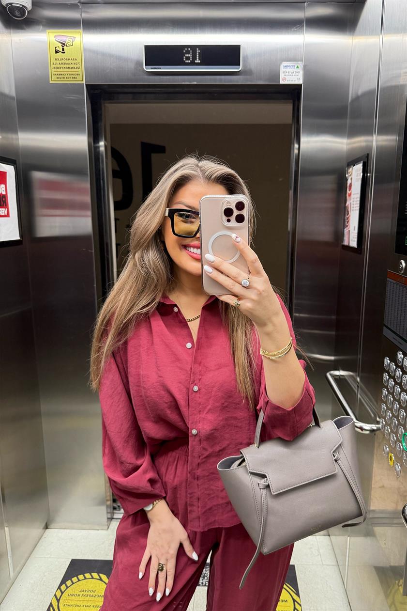 Lüx Kalite İthal Tensel Kumaş Harem Takım Bordo - Nişantaşı Butika'da