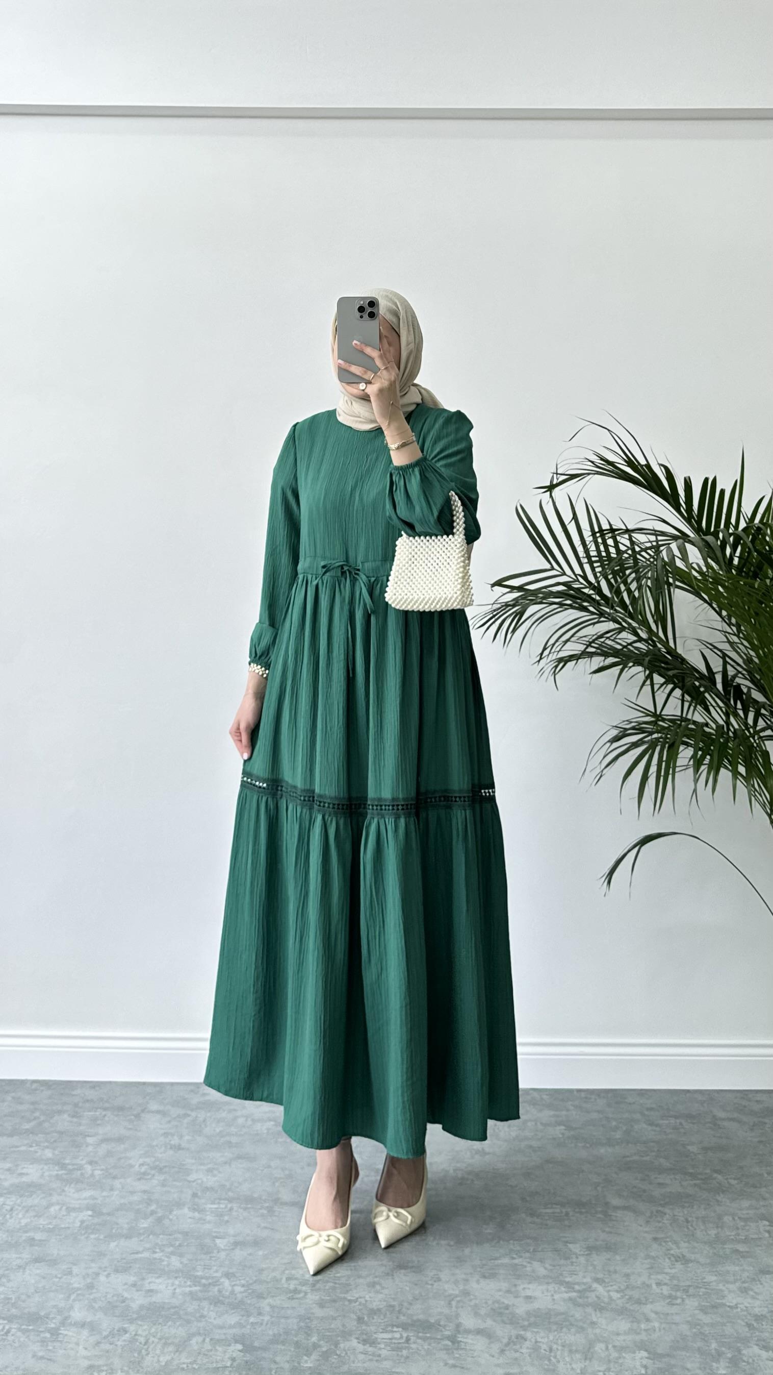 Sely Müslin Elbise Yeşil