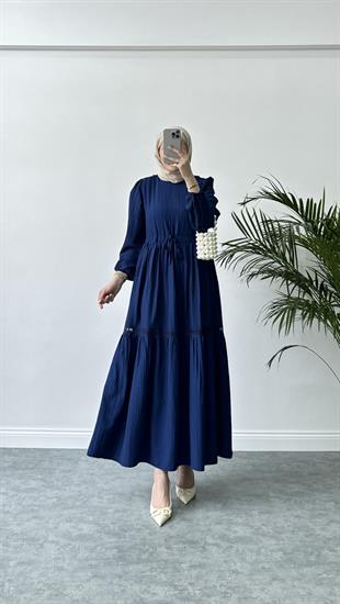 Sely Müslin Elbise Lacivert