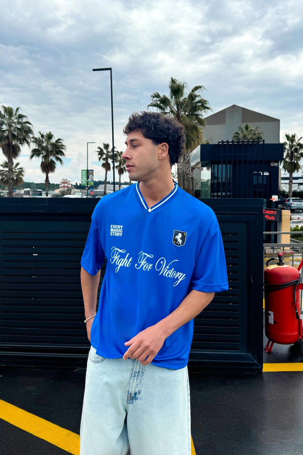 Fight For Victory Kısa Kol Saks Mavi Forma